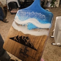 Epoxy Resin Walnut Custom Desk Top, Blue Epoxy Computer Table, Solid ...