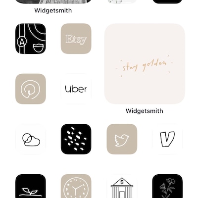 Minimalist Icon Theme Pack for iPhone IOS 14-15 App Covers Black, White ...