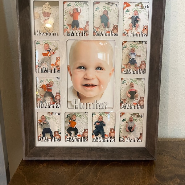 Personalized Kids Name School Years Picture Frame Baby First Year Holds ...