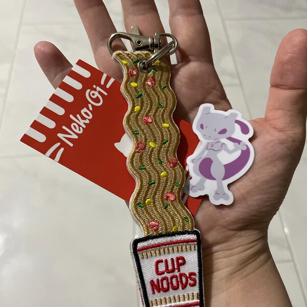 Cup Noodle Embroidered Tag Keychain - Jet Tag Keyring Instant Ramen ...