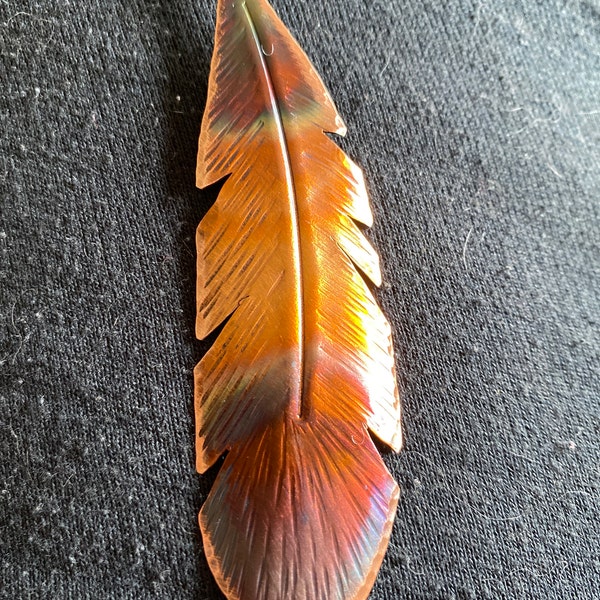 Handcrafted Copper Feather Pendant Necklace - Etsy