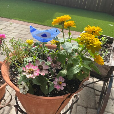 Multi-colored Shapes-garden Stake, Fused Glass - Etsy