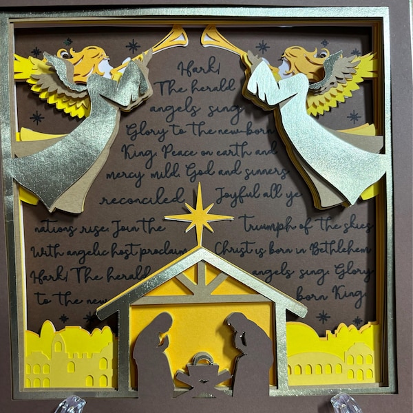 3D HARK the HERALD ANGELS Sing Svg - 3D Christmas Svg - Shadow Box Svg ...