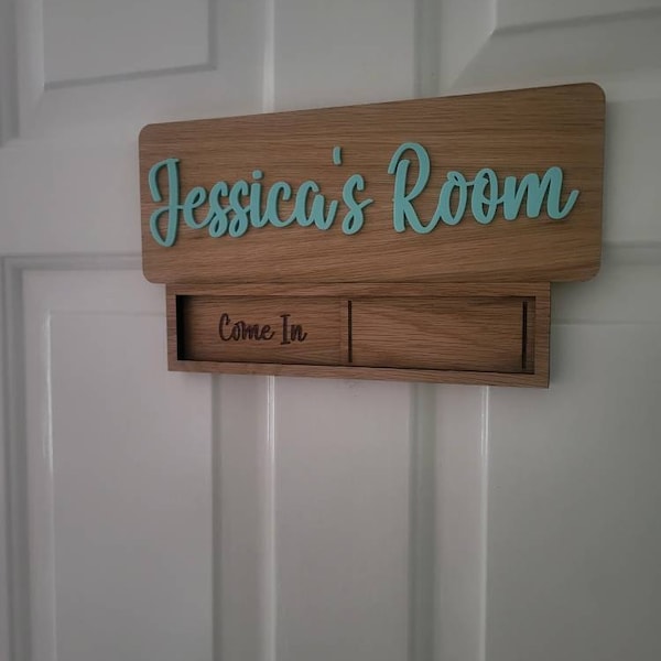 Personalised Bedroom Door Sign - Sliding Door Sign - Name Plaque - Wood ...