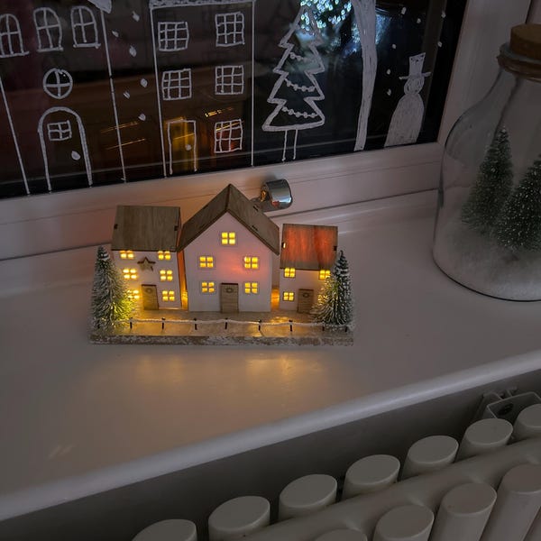 Grey Ceramic House With LED T Light - 12cm - Etsy