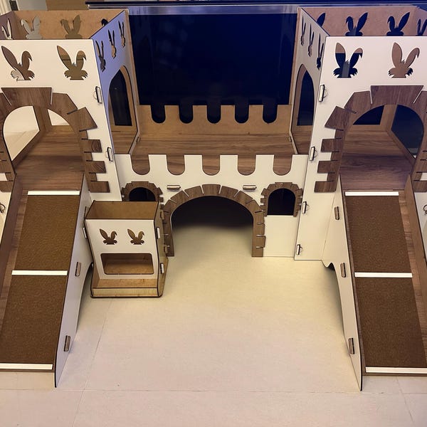 Elegant Bunny Castle With Twin Towers: Two-story White Pink Palace ...