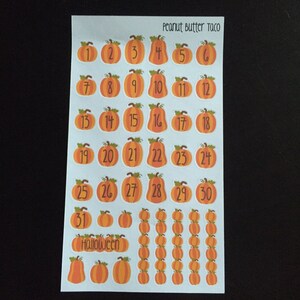 Pumpkin Date Covers Planner Stickers Halloween Countdown Stickers Date ...