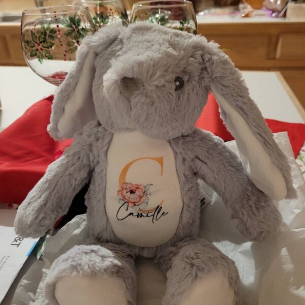 Personalised Bunny Rabbit, New Baby Gift, Personalised Plush Soft Toy ...