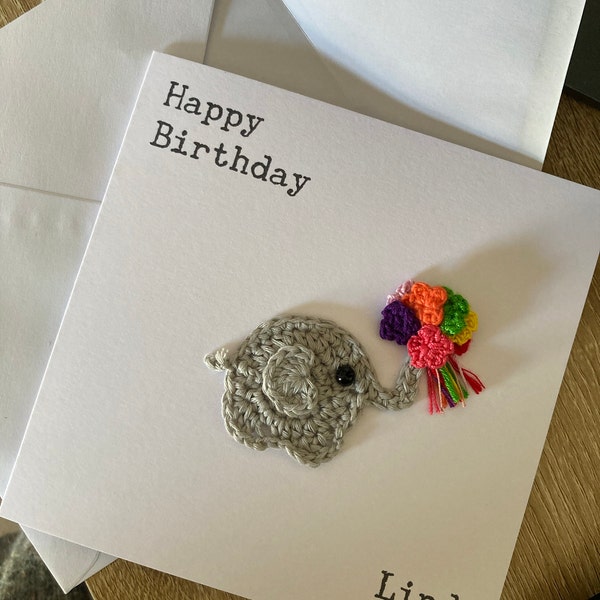 Handmade Elephant Birthday Card, Personalised Elephant Card, Elephant ...