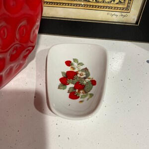 Ceramic Spoon Rest With Strawberries 5 Long and 3 1/2 Wide at Top of ...