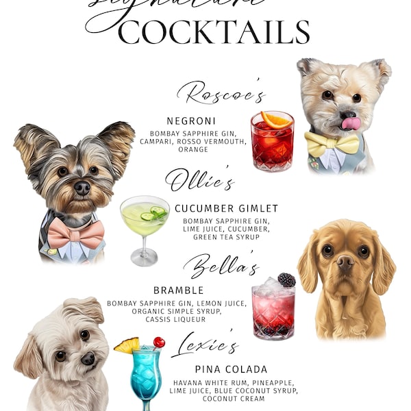 Signature Wedding Drink Menu for Wedding Signature Drink Names Dog ...