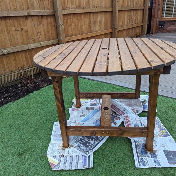 Wooden Garden 1.1 Metre Round Table - Etsy