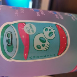 GLOSSY STICKER: Anxietea Teal and Pink Die Cut , Anxietea Sticker ...