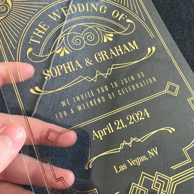 Luxurius Acrylic Gold Foiled Wedding Invitation With Wax Seal and Dried ...