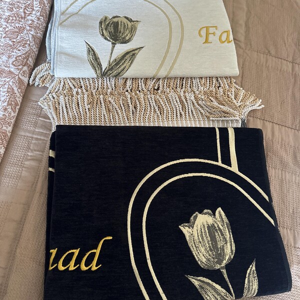 Personalized Couple Prayer Mat Set 2 Rose Patterned Heart Shaped Prayer ...