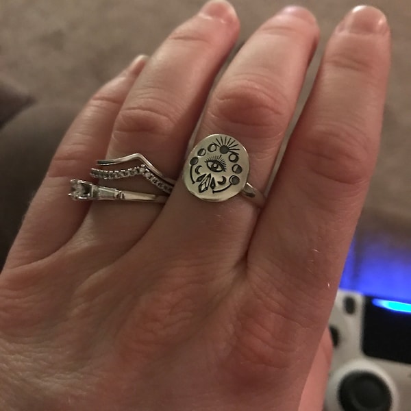 Silver Moon Ring Celestial Ring Moon Phase Ring Witch Ring Evil Eye ...