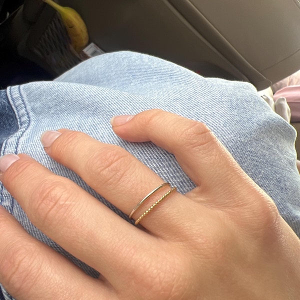 Skinny Textured Ring Set by Caitlyn Minimalist • Set of 3 Dainty Stacking Rings for Everyday ...