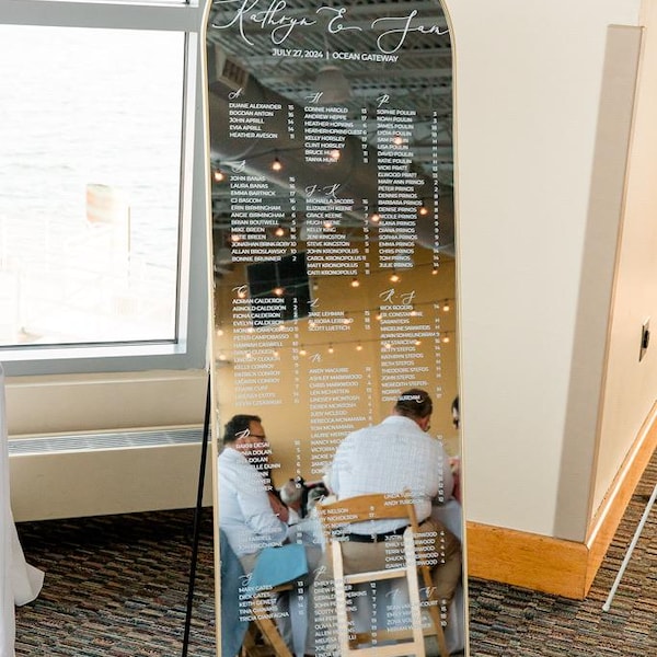 Scroll Wedding Mirror Seating Chart Static Cling Decal - Etsy