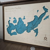 Cotile Lake, Louisiana 3D Wood Map Custom Nautical Map, Cabin Decor ...