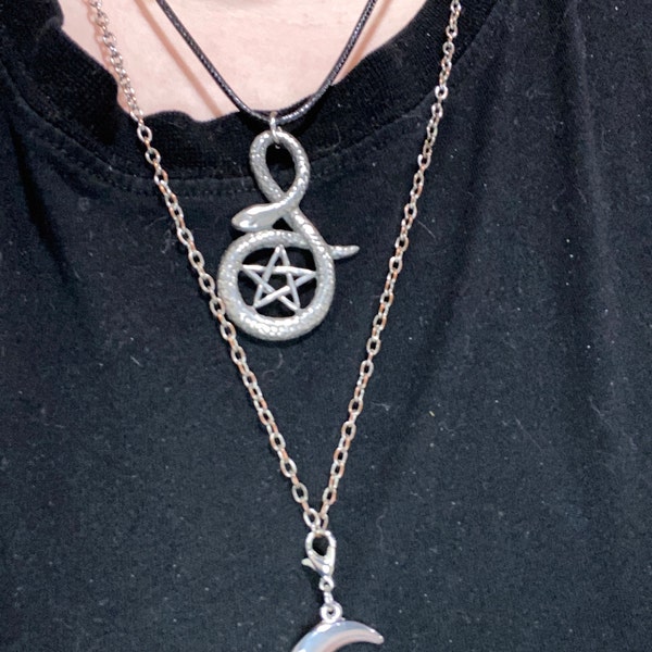 Pewter Snake Pentagram Gothic Pagan Wiccan Pentacle Pendent (30F) - Etsy