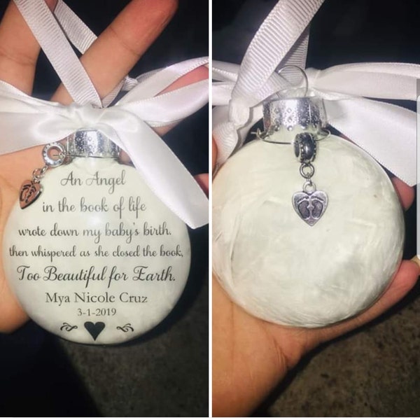 Personalized Memorial Ornament, Loss of Baby Keepsake Bauble Too ...