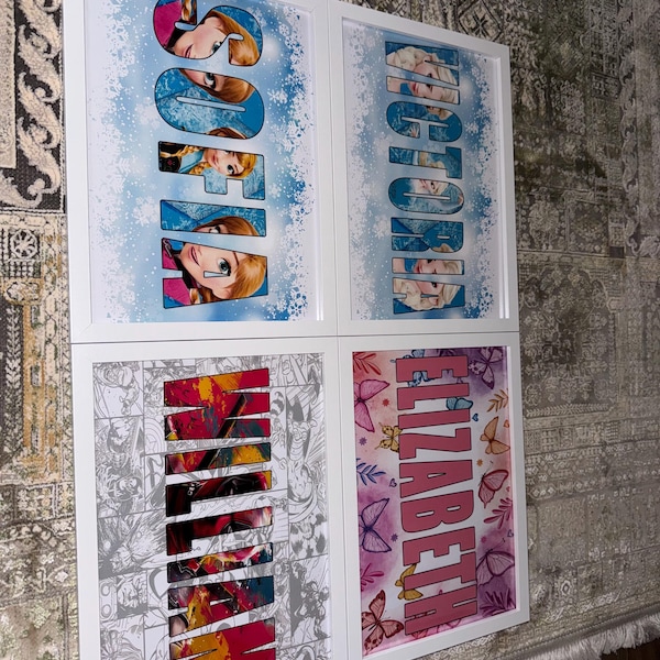 Personalised NAME Word Art Print Superhero Character Posters Avenger ...