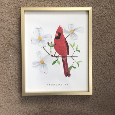 North Carolina State Bird Art Print North Carolina Cardinal and Dogwood ...
