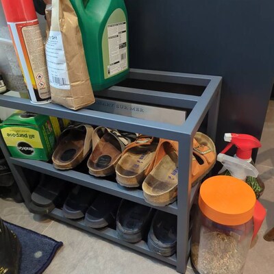 Hallway 2 Tier Metal Shoe Rack Entryway Modern Custom Shoe Organizer ...