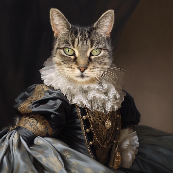 Custom Royal Cat Portrait, Renaissance Cat Painting, Pet Lovers Gift ...