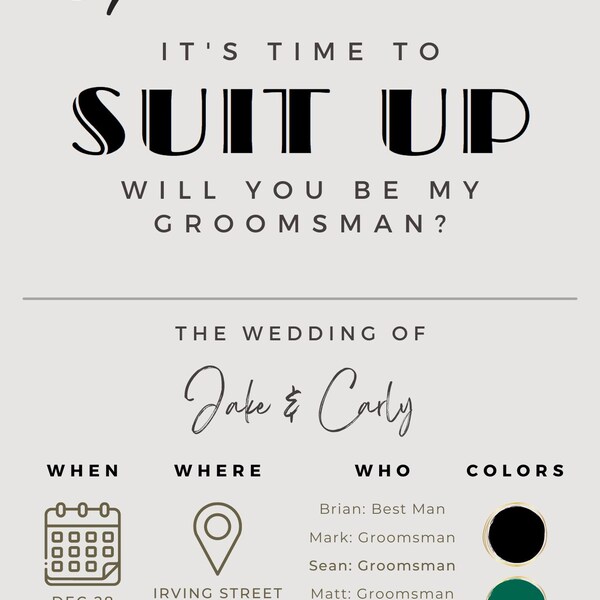 Groomsmen Proposal Card Will You Be My Groomsman Groomsman Proposal ...