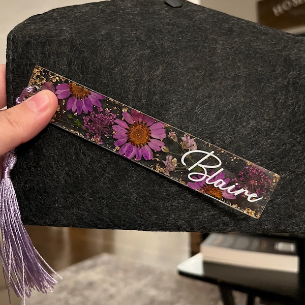 Custom Flower Resin Bookmark, Bookmark Personalised, Floral Bookmark ...