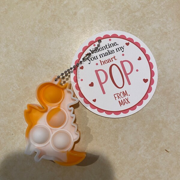 Shipped Valentine You Make My Heart Pop Tag, Kids Valentines for School ...