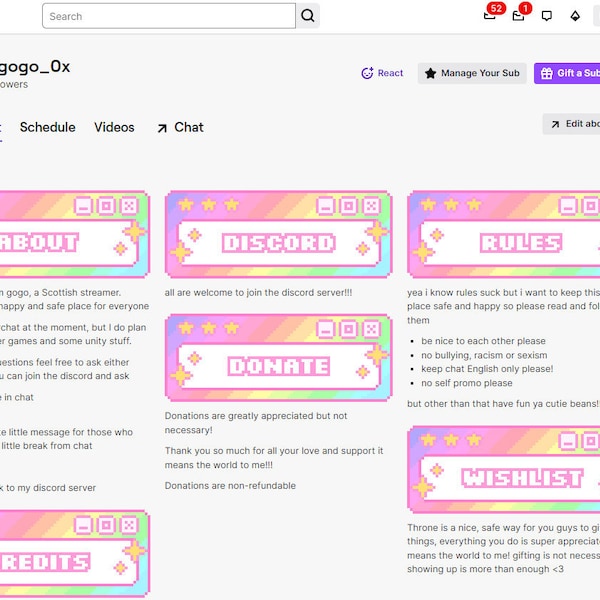 Pastel Aesthetic Pop up Box Window Twitch Panels Purple Moon Sky Stream ...