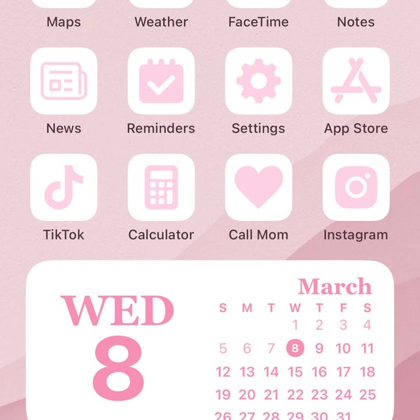 Pink Pastel App Icons Bundle | 600 Aesthetic Custom Themed App Icons ...