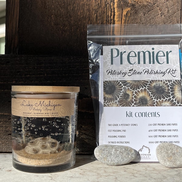 Lake Michigan Petoskey Stone Beach Clear Gel Candle | Burn the Candle ...