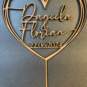Wedding Cake Topper With a Heart and a Date, Personalized Cake Topper ...