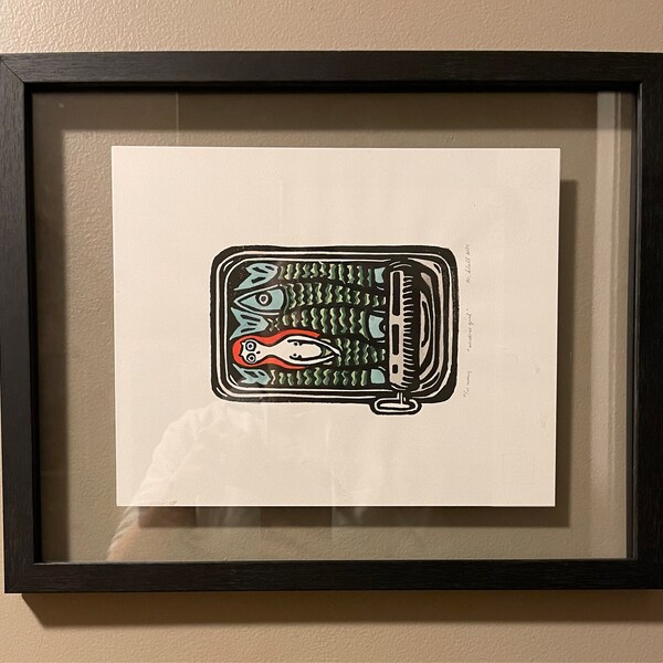 Sardine Girl Hand Pulled Block Printed & Water Color Original Art ...