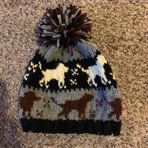 BLACK LAB Knitting Pattern, DOG Knitting Pattern, Fair Isle Pom Pom Hat ...