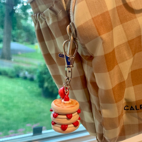 Strawberry Pancake Polymer Clay Keychain | Kawaii Food Keychain | Cute ...