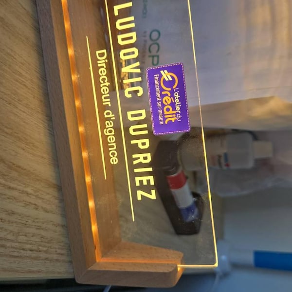 Personalized Name Plate With Wooden Base | Lighted Acrylic Nameplate ...