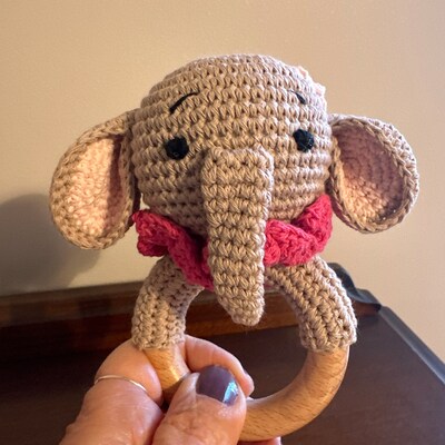 Wood Rattle, Crochet Baby Toy, Baby Boy Gift, Baby Girl Gift, Rattle ...