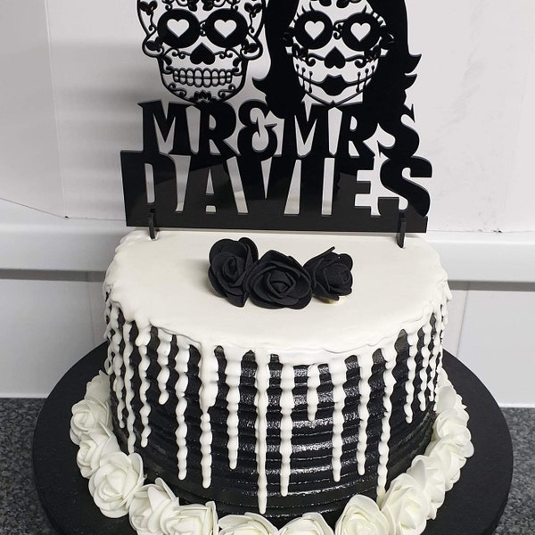 Sugar Skull Cake Topper,skeleton Cake Topper,mr and Mrs Wedding Cake ...
