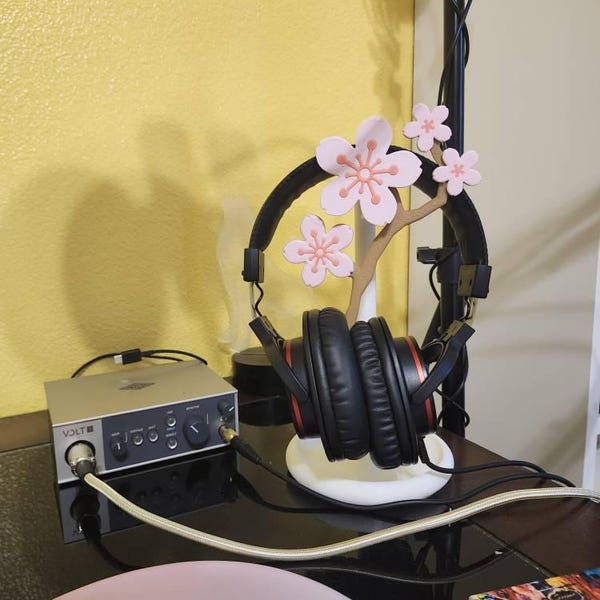 Sakura Headphone Stand, Cherry Blossom Headset Holder, Cute Desk ...