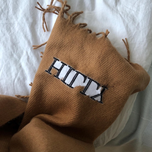 Embroidered Initial Scarf Embroidery Custom Scarf Woolly Scarf Name ...