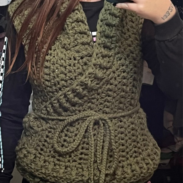 Hooded Wrap Vest Pattern PDF | Chunky Woodland Tie Vest | Women’s ...