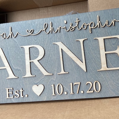 Custom Wooden Sign Personalized Wedding Gift Wedding Present 3D Last ...