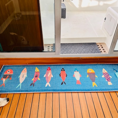 Non Slip Washable Fish Blue Kitchen Rug Runner Carpet Mat - Etsy