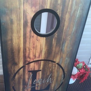 Rustic Barnwood Cornhole, Custom Cornhole Boards, Rustic Wedding ...