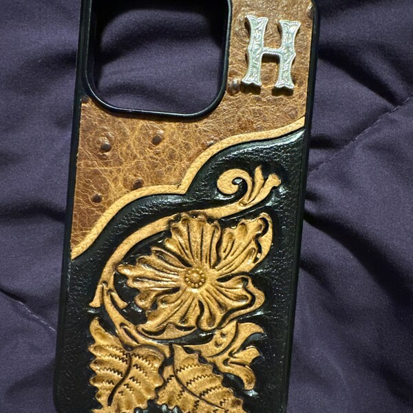 Copper and Turquoise Embossed Leather Phone Case by Ts Studio Leather ...