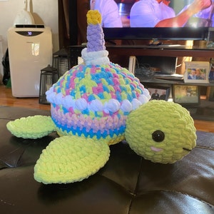 Birthday Cake Sea Turtle Digital PDF Crochet Amigurumi Pattern Low Sew ...